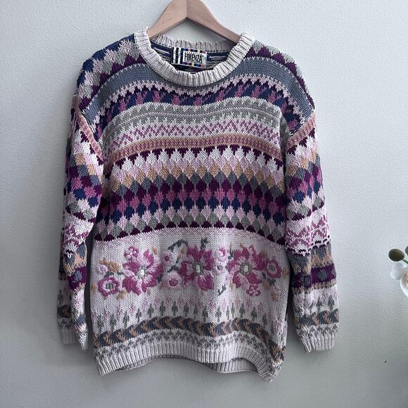 Forenza | Sweaters | Vintage 9s Sweater Oversized Large Floral ...